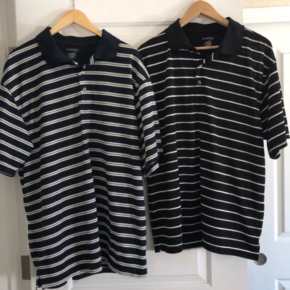 George | Shirts | George Golf Polyester Striped Polos Blue Black | Poshmark